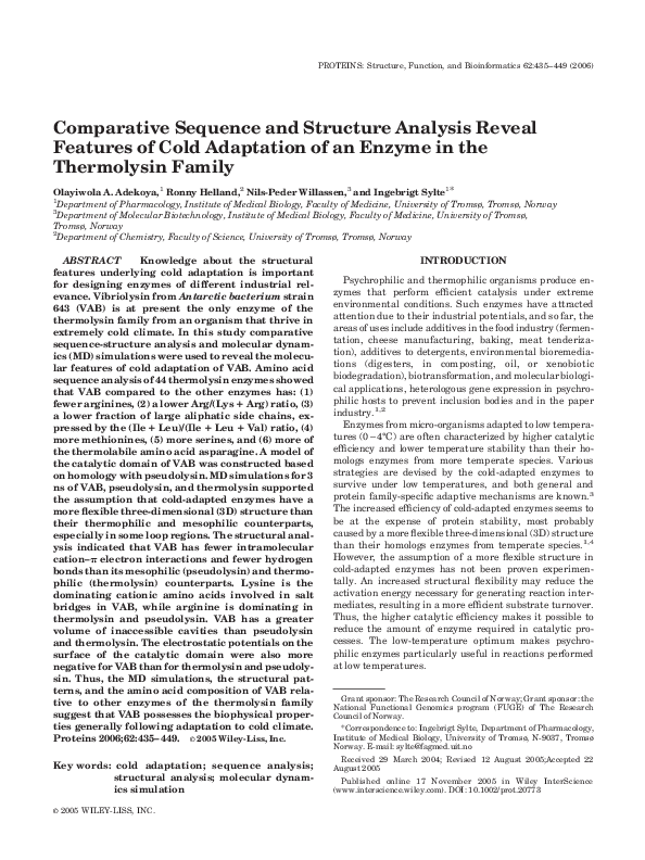 (PDF) Comparative sequence and structure analysis reveal features of ...