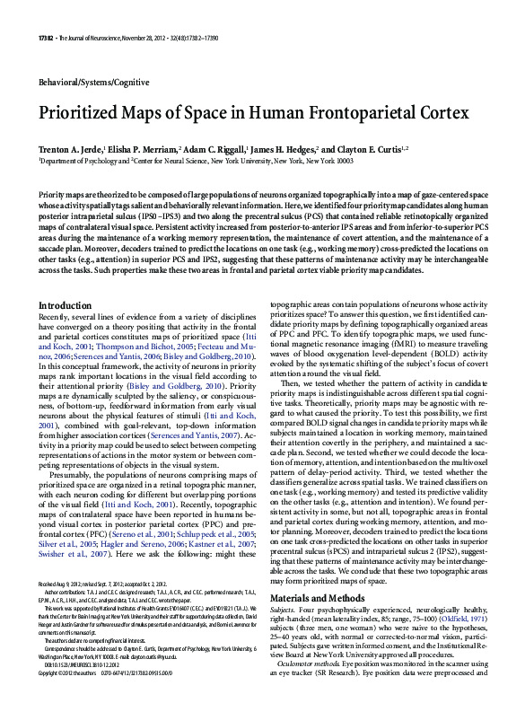 (PDF) Prioritized Maps of Space in Human Frontoparietal Cortex