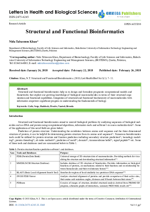 (PDF) Structural Bioinformatics in the Discovery of Novel Drugs