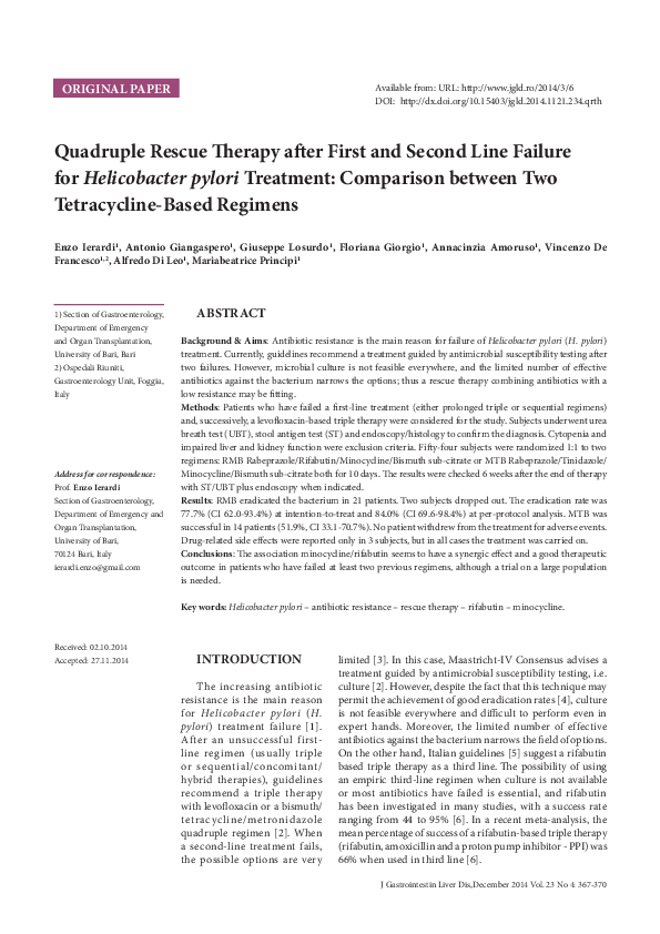 (PDF) Quadruple Rescue erapy aer First and Second Line Failure for ...