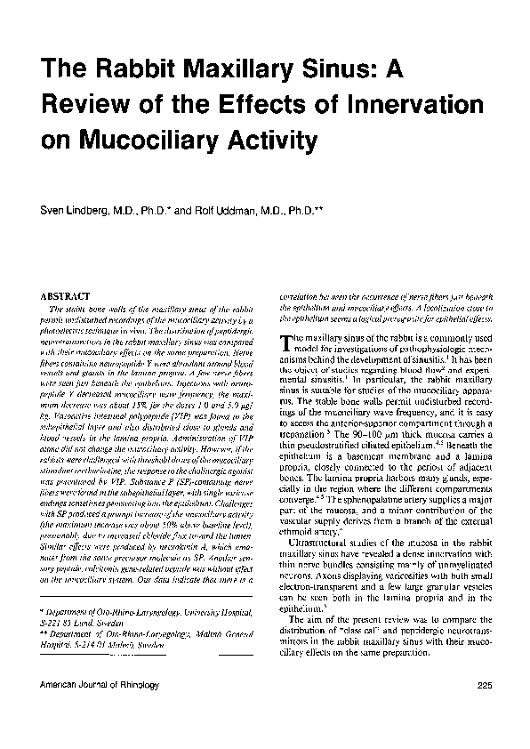 (PDF) The Rabbit Maxillary Sinus: A Review of the Effects of ...