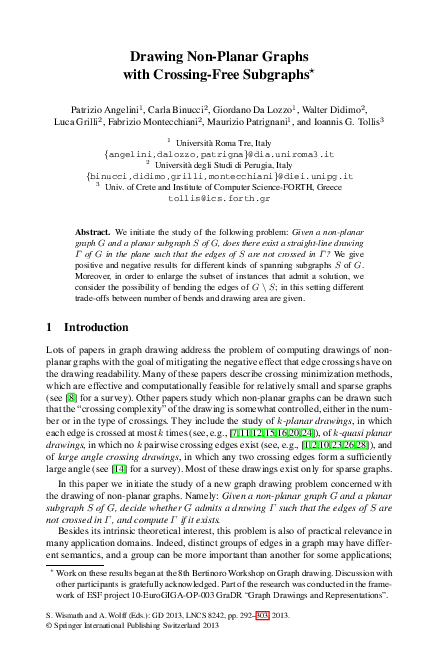 (PDF) Drawing non-planar graphs with crossing-free subgraphs