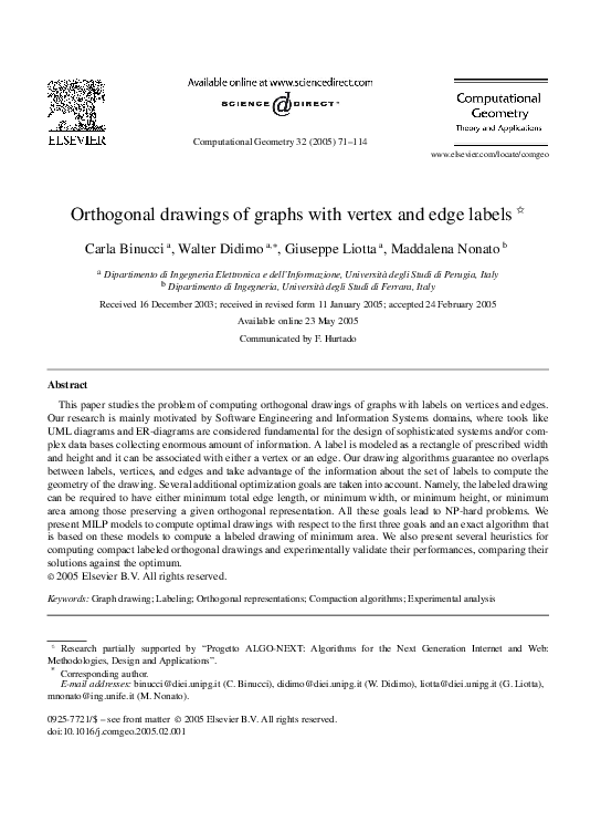 (PDF) Orthogonal drawings of graphs with vertex and edge labels