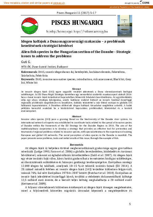 (PDF) Idegen halfajok a Duna magyarországi szakaszán - a problémák ...
