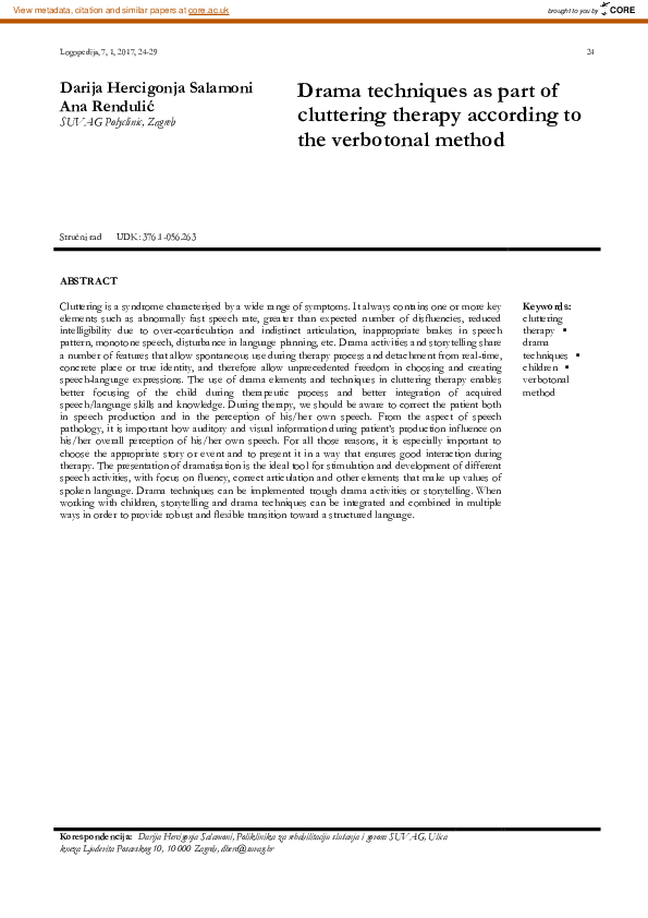 (PDF) Drama techniques as part of cluttering therapy according to the ...