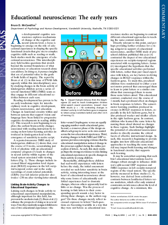 (PDF) Educational neuroscience: The early years