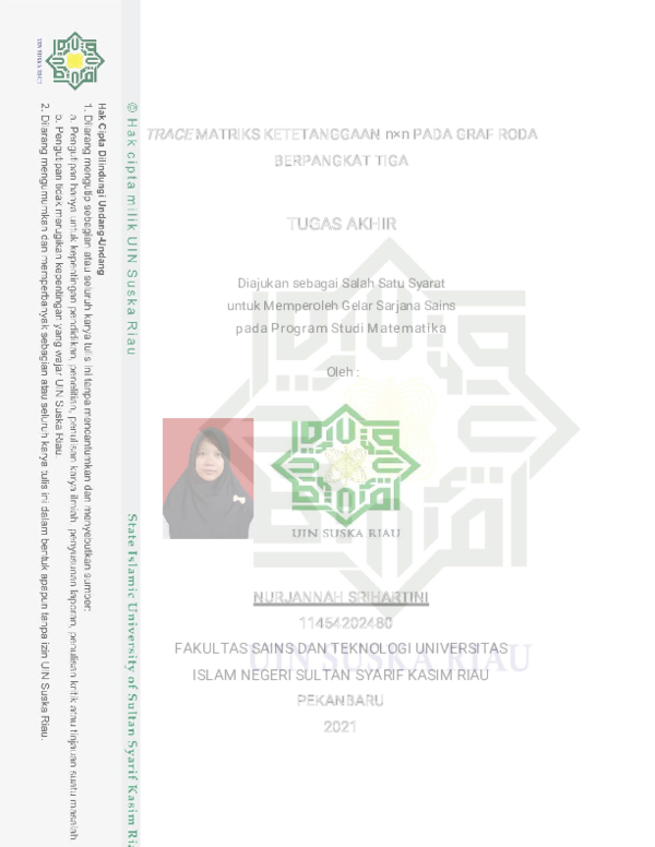(PDF) TRACE MATRIKS KETETANGGAAN n×n PADA GRAF RODA BERPANGKAT TIGA