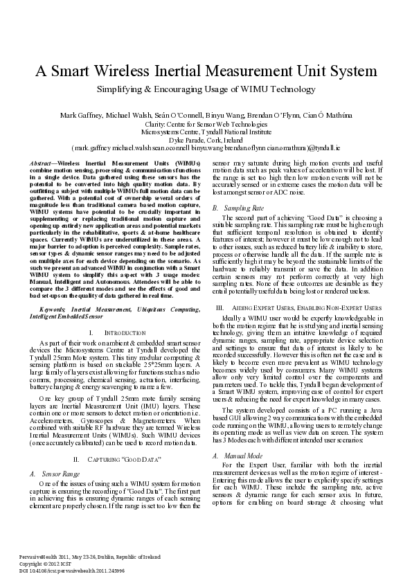 (PDF) Smart WIMU: Simplifying Motion Capture