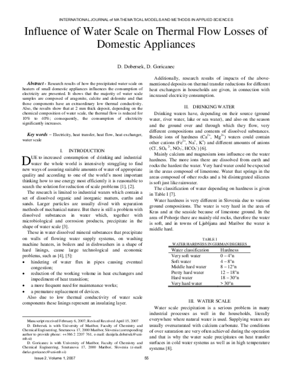 (PDF) Influence of Water Scale on Thermal Flow Losses of Domestic ...