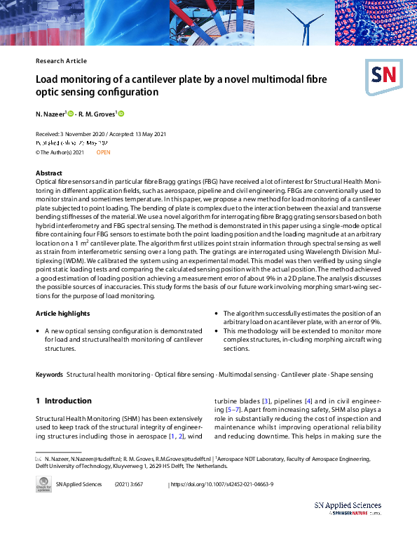 (PDF) Load monitoring of a cantilever plate by a novel multimodal fibre ...