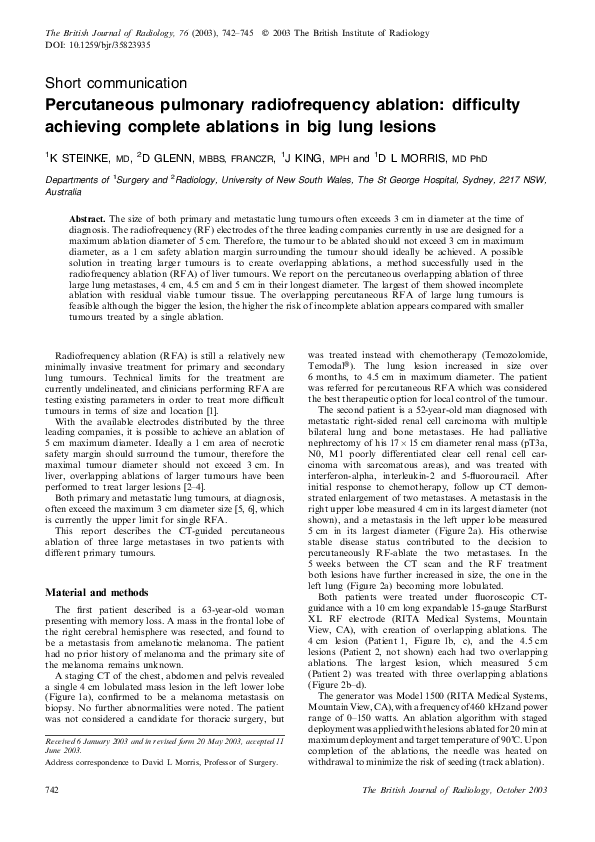(PDF) Percutaneous pulmonary radiofrequency ablation: difficulty ...