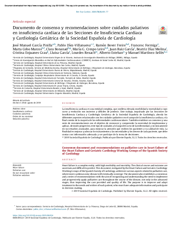 (PDF) Documento de consenso y recomendaciones sobre cuidados paliativos en insuficiencia ...