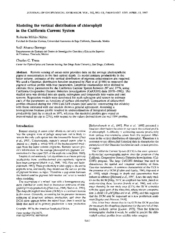(PDF) Modeling the vertical distribution of chlorophyll in the ...