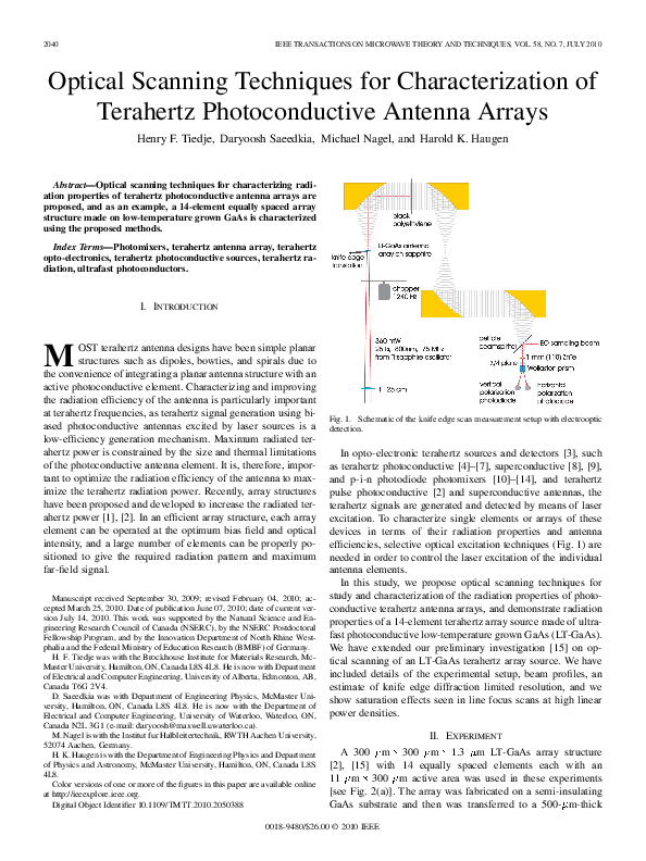 (PDF) Optical Scanning Techniques for Characterization of Terahertz ...
