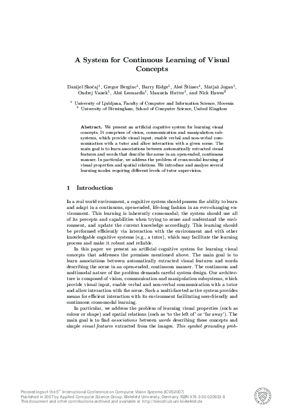 (PDF) A System for Continuous Learning of Visual Concepts