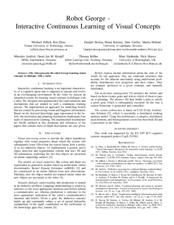 Pdf Robot George Interactive Continuous Learning Of Visual Concepts