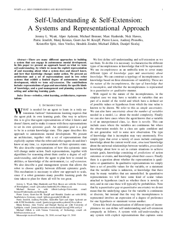 (PDF) Self-Understanding and Self-Extension: A Systems and ...