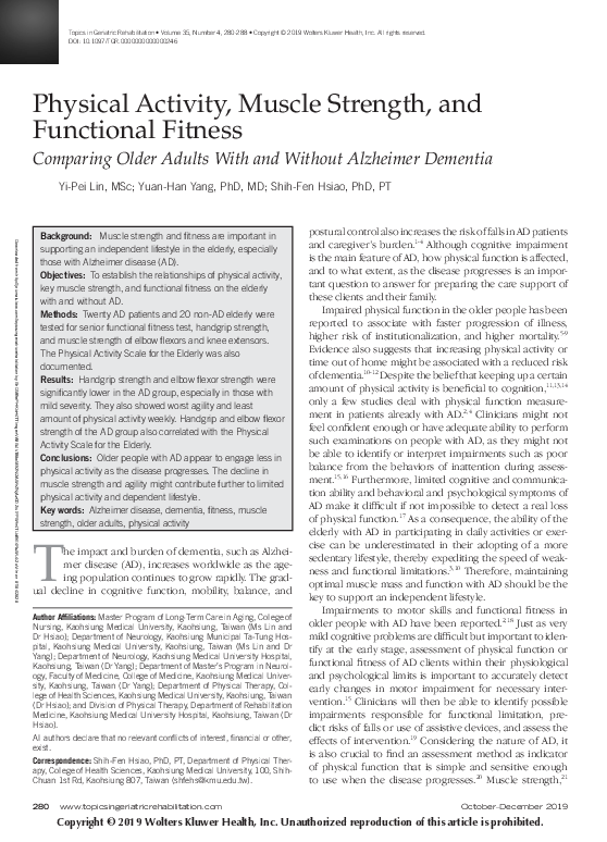 (PDF) Physical Activity, Muscle Strength, and Functional Fitness