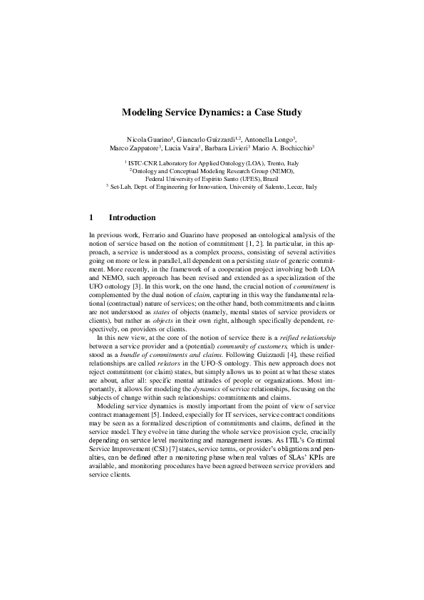 (PDF) Modeling Service Dynamics: a Case Study