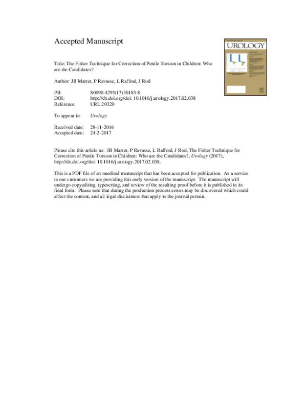 (PDF) The Fisher Technique for Correction of Penile Torsion in Children ...