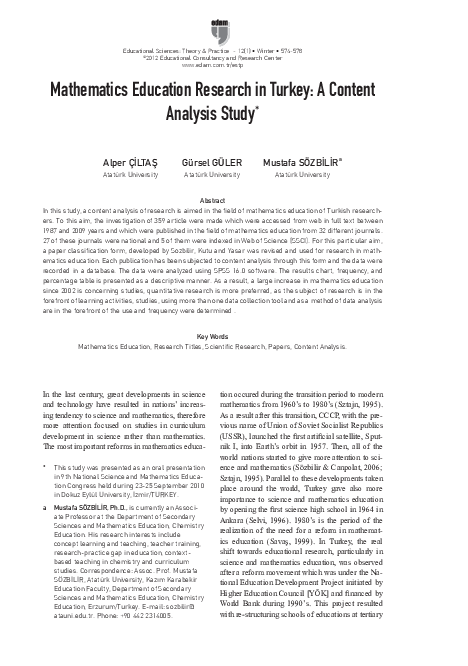 (PDF) [PDF]Mathematics Education Research in Turkey: A Content