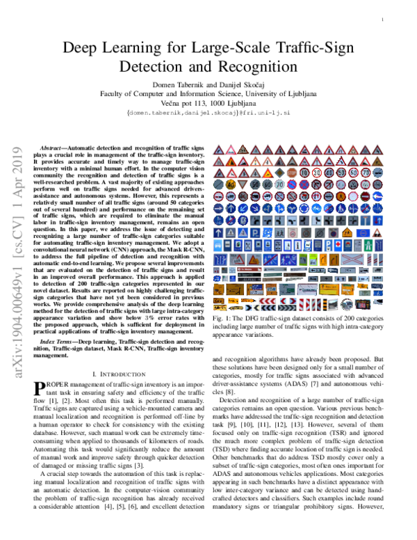 (PDF) Deep Learning for Large-Scale Traffic-Sign Detection and Recognition