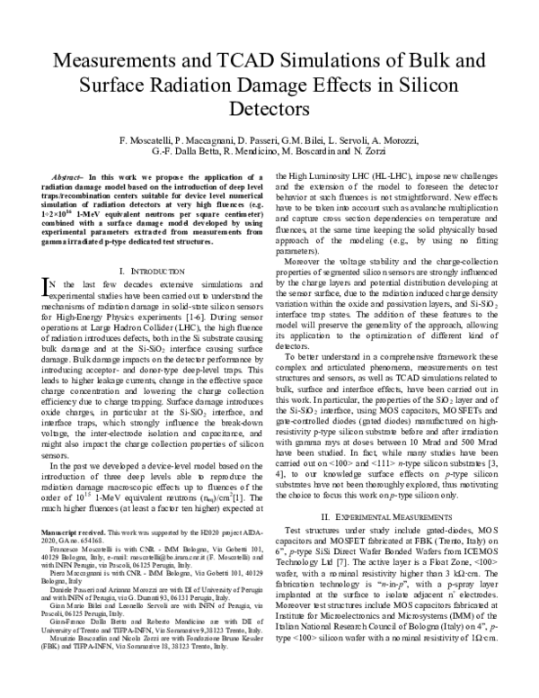 (PDF) Measurements and TCAD simulations of bulk and surface radiation ...