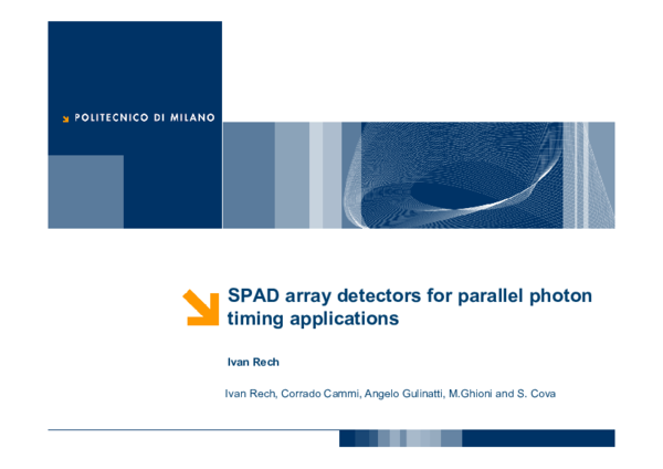 Pdf High Performance Spad Array Detectors For Parallel Photon Timing