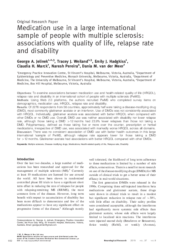 (PDF) Medication use in a large international sample of people with ...