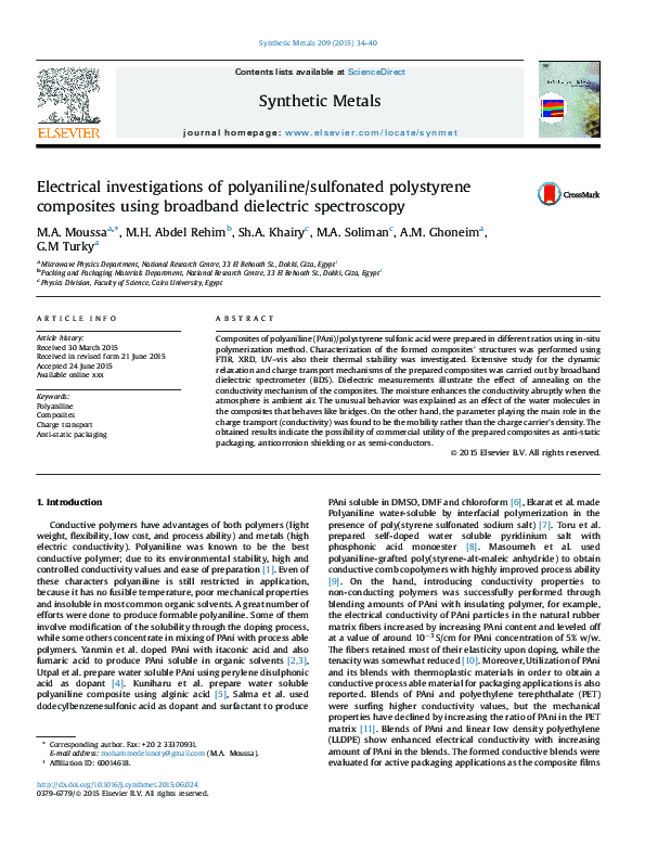 (PDF) Electrical investigations of polyaniline/sulfonated polystyrene ...
