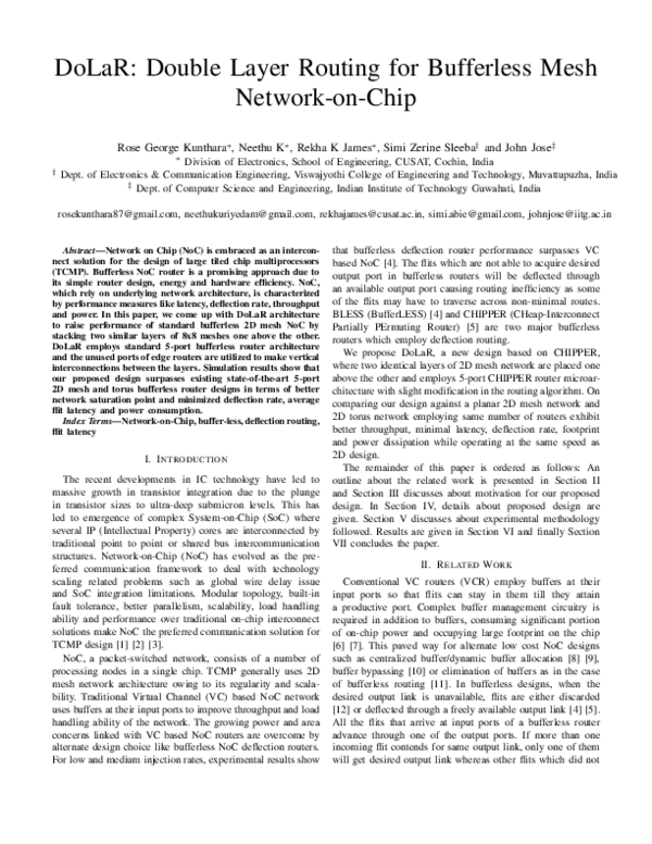 Pdf Dolar Double Layer Routing For Bufferless Mesh Network On Chip