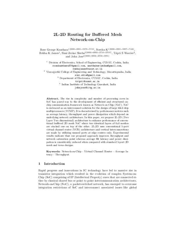 (PDF) 2L-2D Routing for Buffered Mesh Network-on-Chip