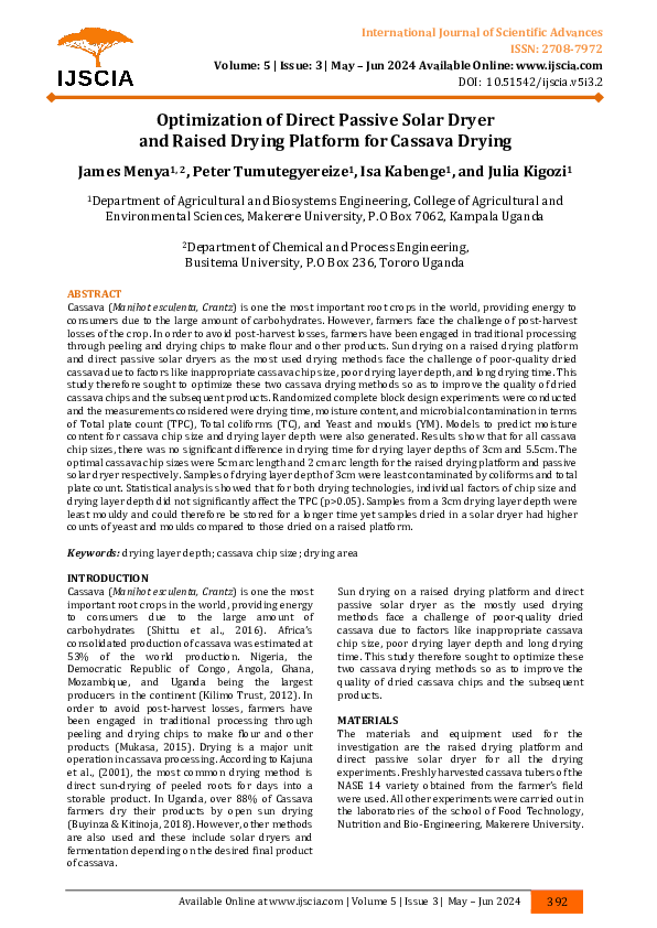(PDF) Optimization of Direct Passive Solar Dryer and Raised Drying ...