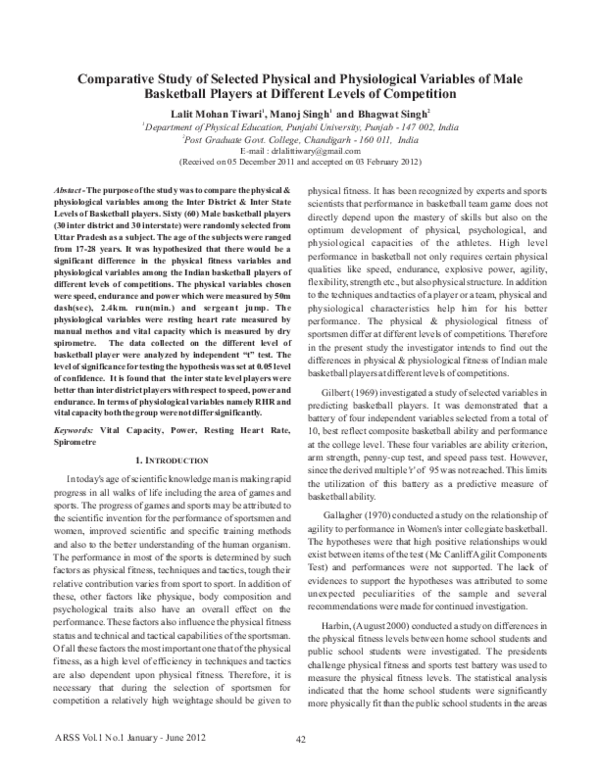 (PDF) Comparative Study of Selected Physical and Physiological ...
