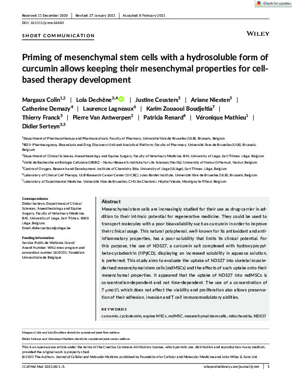 (PDF) Priming of mesenchymal stem cells with a hydrosoluble form of ...