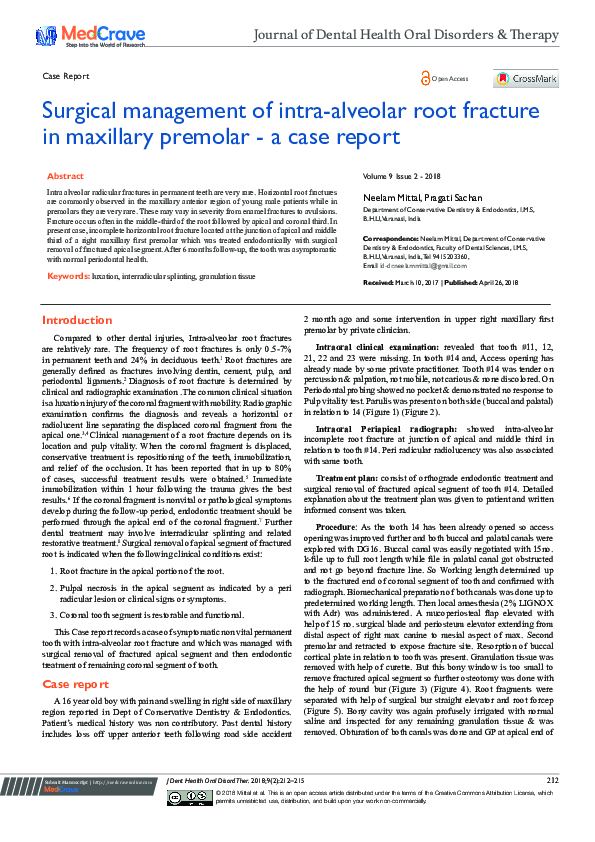 (PDF) Surgical management of intra-alveolar root fracture in maxillary ...