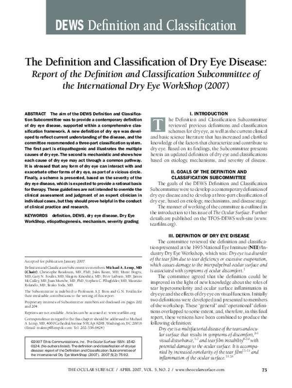 (PDF) The Definition and Classification of Dry Eye Disease: Report of ...