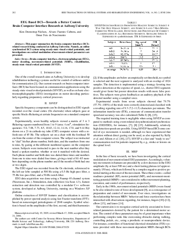 Pdf Eeg Based Bci Towards A Better Control Brain Computer Interface