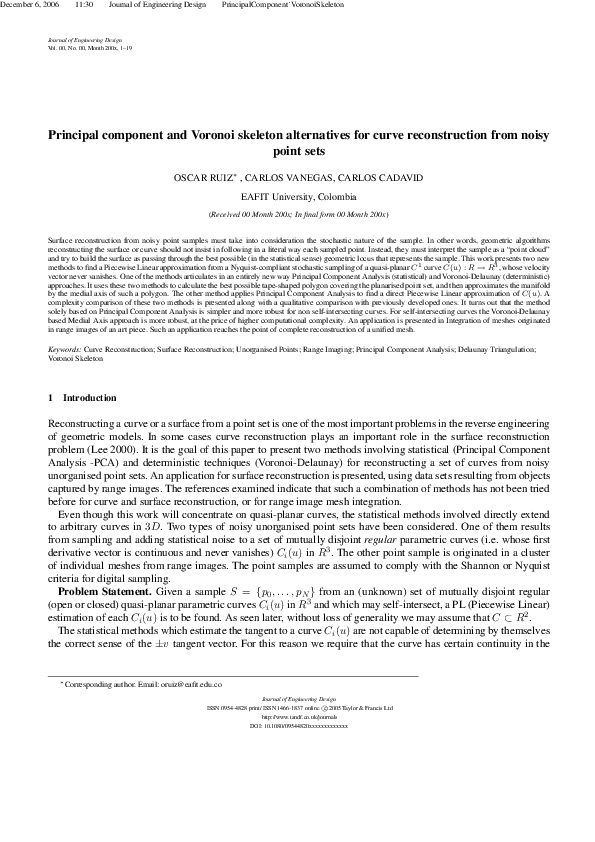 (PDF) Principal component and Voronoi skeleton alternatives for curve reconstruction from noisy ...