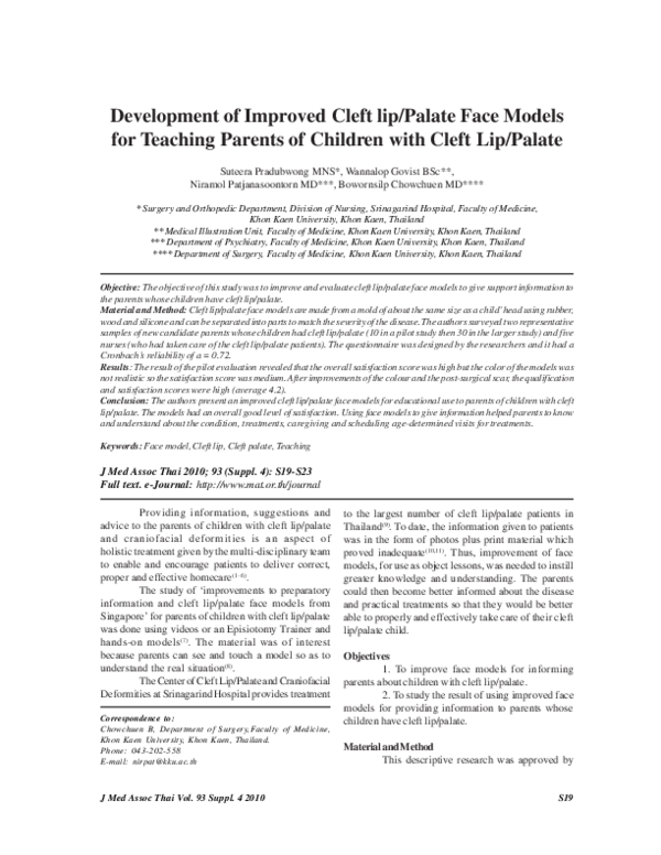 (PDF) Development of improved cleft lip/palate face models for teaching ...