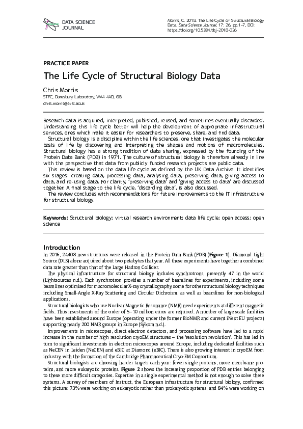 (PDF) The Life Cycle of Structural Biology Data