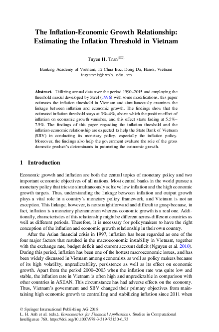 (PDF) The Inflation-Economic Growth Relationship: Estimating the Inflation Threshold in Vietnam