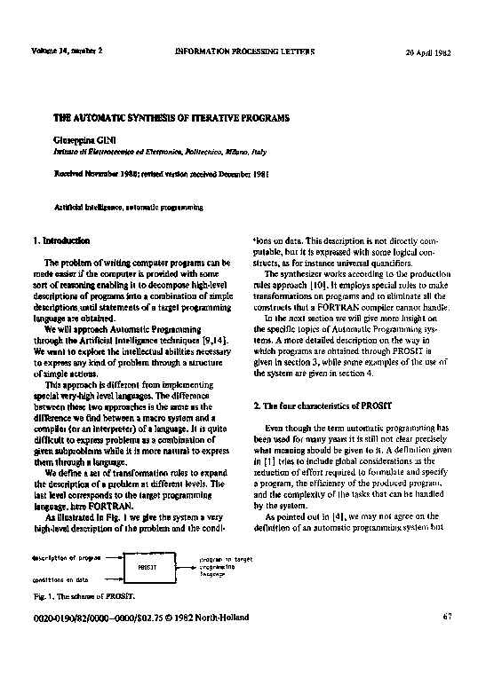 (PDF) The automatic synthesis of iterative programs