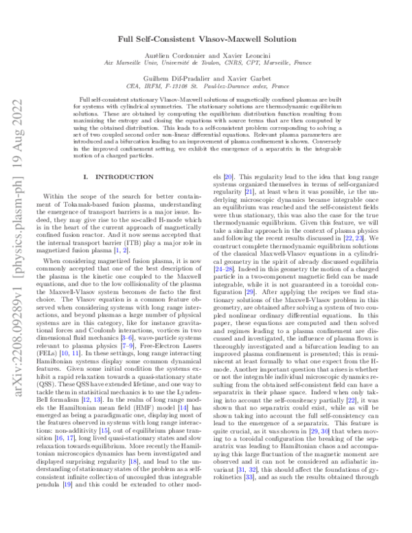 (PDF) Full self-consistent Vlasov-Maxwell solution