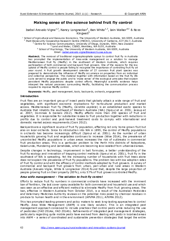 (PDF) Making sense of the science behind fruit fly control