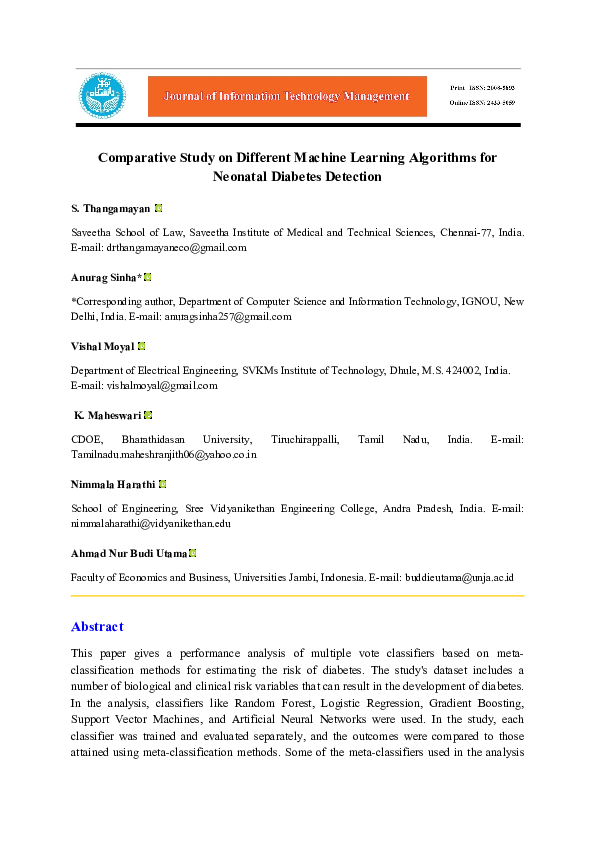 (PDF) Comparative Study on Different Machine Learning Algorithms for ...