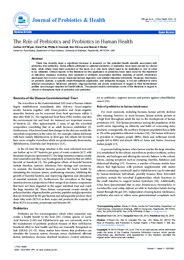 (PDF) The Role of Prebiotics and Probiotics in Human Health