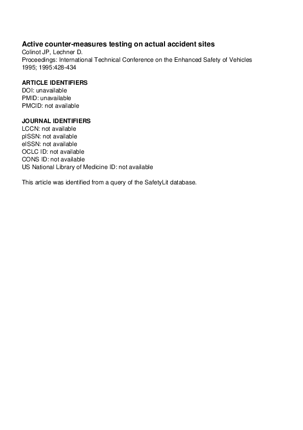 (PDF) Active counter-measures testing on actual accident sites