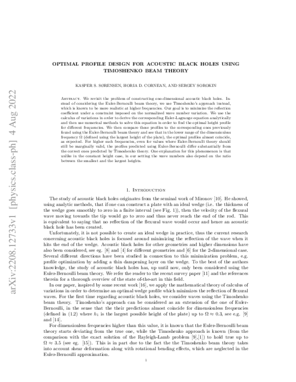 (PDF) Optimal Profile Design for Acoustic Black Holes using Timoshenko ...