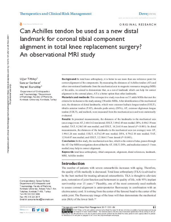 (PDF) Can Achilles tendon be used as a new distal landmark for coronal ...
